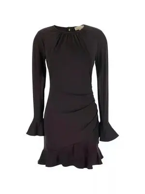 Michael Kors Ruffled Stretch Matte Jersey Dress - Brown