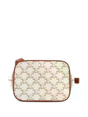 Celine Triomphe Coated Canvas Small Bucket Bag - Brown