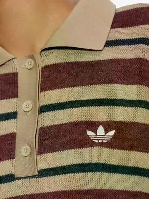 Adidas Striped Long-sleeve Polo Shirt - Red