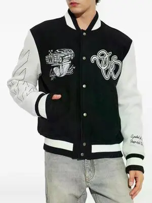 Off-White Logo-patch Panelled Bomber Jacket