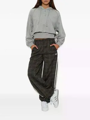 Adidas Layered-effect Cropped Hoodie - Grey