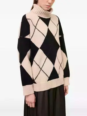 OTTOD'AME Argyle-intarsia Roll-neck Sweater