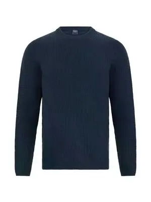 Fedeli Waffle-knit Crew-neck Sweater - Blue