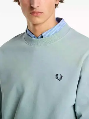Fred Perry Crew-neck Embroidered-logo Sweatshirt - Blue