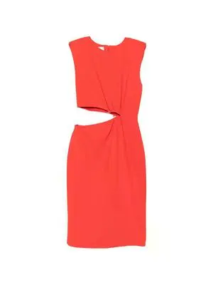 Ba&sh Iris Cut-out Padded-shoulder Midi Dress - Red