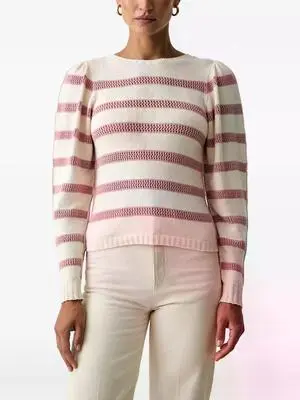 TWINSET Striped Puff-sleeve Sweater - Neutrals