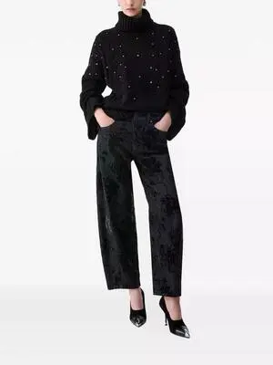 Liu Jo Cable-knit Turtleneck With Rhinestones - Black