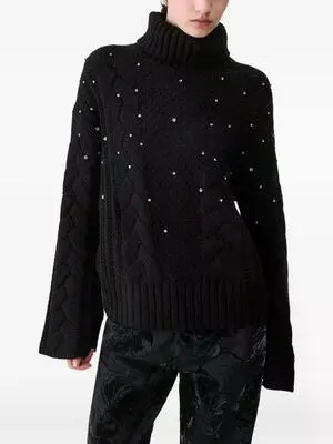 Liu Jo Cable-knit Turtleneck With Rhinestones