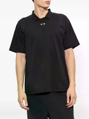 Oakley Logo-embroidered Polo-collar T-shirt - Black
