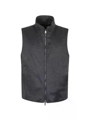 Tagliatore High-neck Zip-up Gilet - Grey