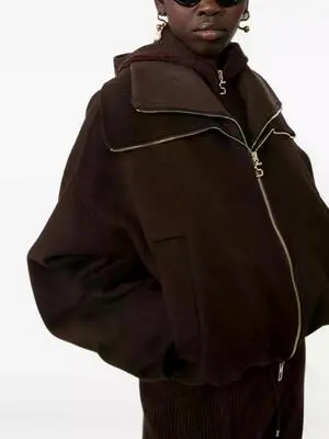 Max Mara Zip-up Virgin Wool Coat - Brown