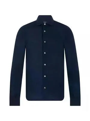 Fedeli Button-up Wool Shirt - Blue