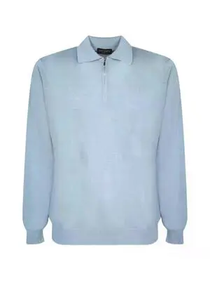 DELL'OGLIO Quarter-zip Knitted Polo Shirt - Blue