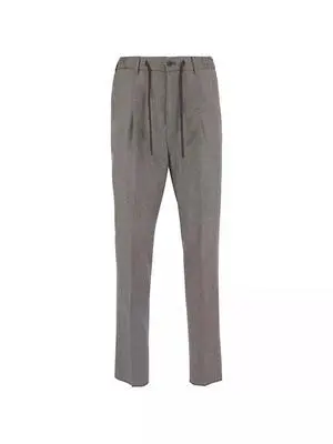 Tagliatore Houndstooth-pattern Drawstring Tailored Trousers - Grey