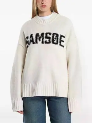 Samsøe Samsøe Sakeiku Logo-appliqué Knitted Sweater - Neutrals