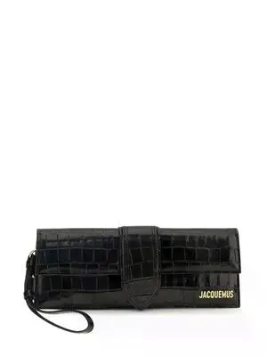 Jacquemus Le Bambino Croc-effect Leather Clutch Bag - Black