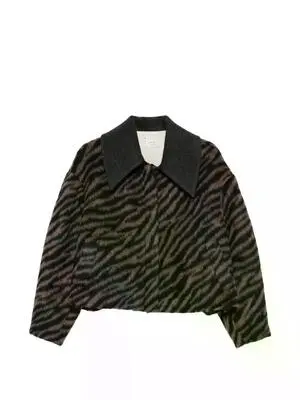 ALYSI Tiger-print Pointed-collar Jacket - Brown