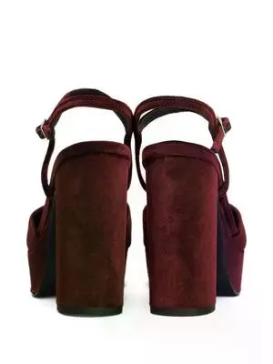 BIBI LOU Velvet Square-toe Heeled Pumps - Red