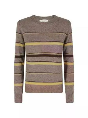 ROBERTO COLLINA Striped Crew-neck Sweater - Brown