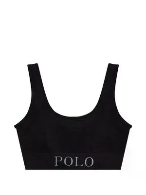 Polo Ralph Lauren Logo-print Ribbed Bra - Black