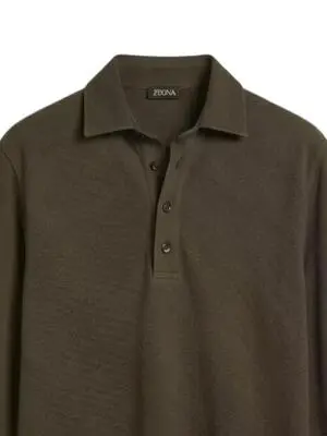Zegna Long-sleeve Polo Shirt Green