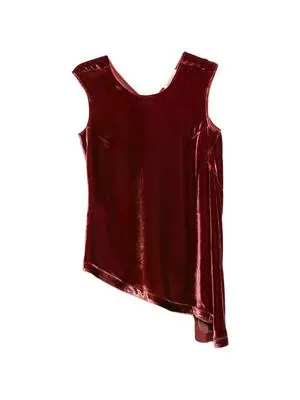 GENTRYPORTOFINO Asymmetric Velvet Top - Red