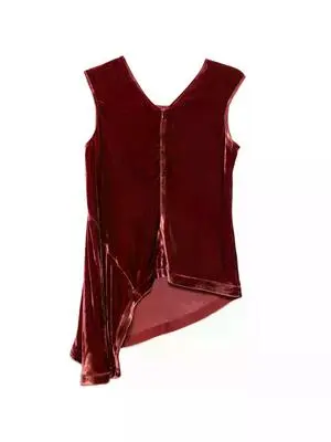 GENTRYPORTOFINO Asymmetric Velvet Top - Red
