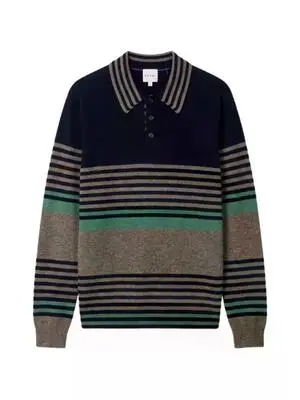 Paul Smith Striped Polo-collar Sweater - Blue