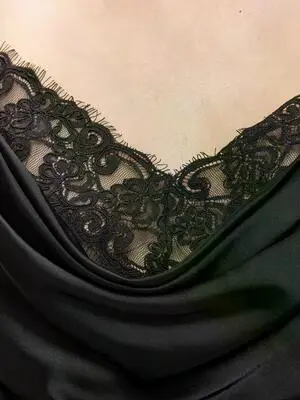 NISSA Satin Lace-trim Top