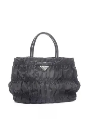 Prada 2010s Tessuto Gaufre Tote Bag - Black