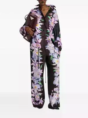 Attico Floral-print Silk Trousers