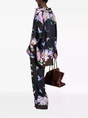 Attico Floral-print Silk Trousers