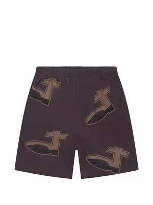 DENIM TEARS Graphic-print Mesh Shorts - Brown