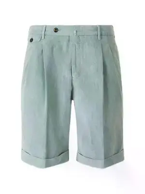 PT TORINO Pleated Corduroy Shorts - Blue