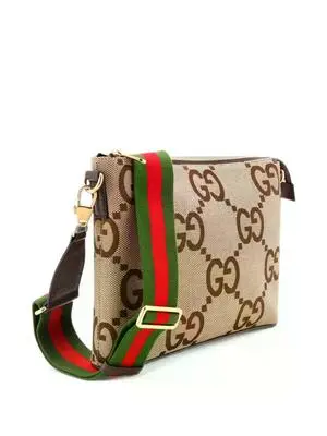 Gucci Zip Messenger Bag Jumbo Gg Canvas Crossbody Bag