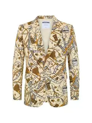 Moschino Single-breasted Printed Blazer - Neutrals