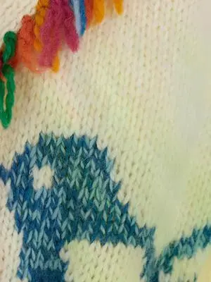 FRANTIC Fairybird Intarsia-knit Fringed Cardigan