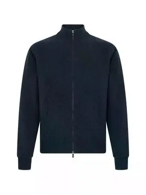 Fedeli High-neck Zip-up Cardigan - Blue
