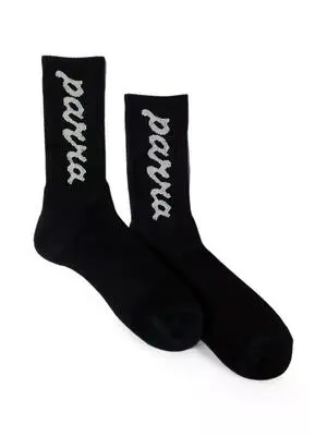 PARRA Lowercase Scriptlogo-jacquard Socks - Black
