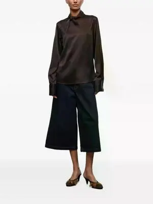 Staud Rhodes Pussy-bow Button-back Blouse