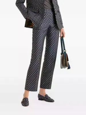 Malìparmi Geometric-jacquard Flared Trousers - Blue
