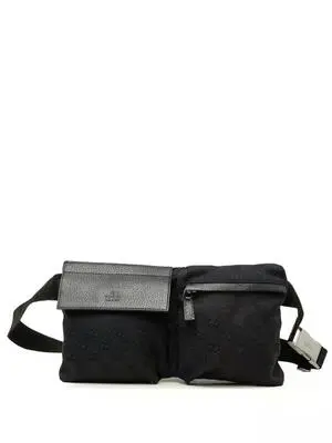 Gucci 2000-2015 Gg Canvas Double Pocket Belt Bag - Black