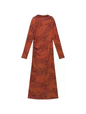 Malìparmi Mosaic-motif Draped Midi Dress