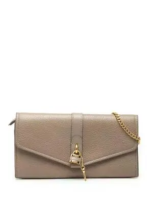 Chloé 2020 Grained Calfskin Aby Wallet On Chain Crossbody Bag - Brown