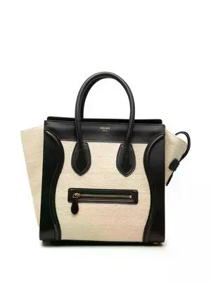 Celine 2014 Mini Bicolor Canvas And Leather Luggage Tote Bag