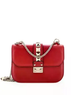 Valentino Garavani Glam Lock Leather Small Shoulder Bag - Red
