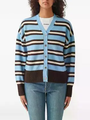 Pinko Striped V-neck Cardigan - Blue