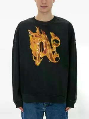 Palm Angels Burning Monogram Sweatshirt - Black