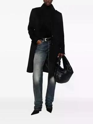 Dolce & Gabbana Single-breasted Logo-plaque Coat - Black