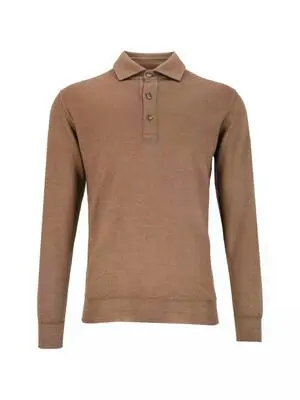 Fedeli Fine-knit Polo Sweater - Brown